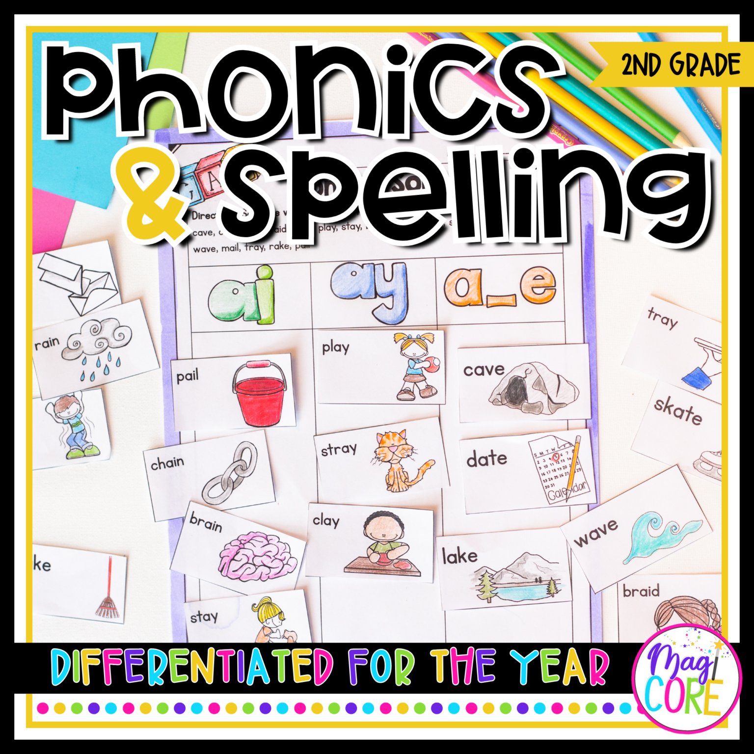 Phonics & Spelling 2nd Grade Word Work Differentiated Unit | MagiCore