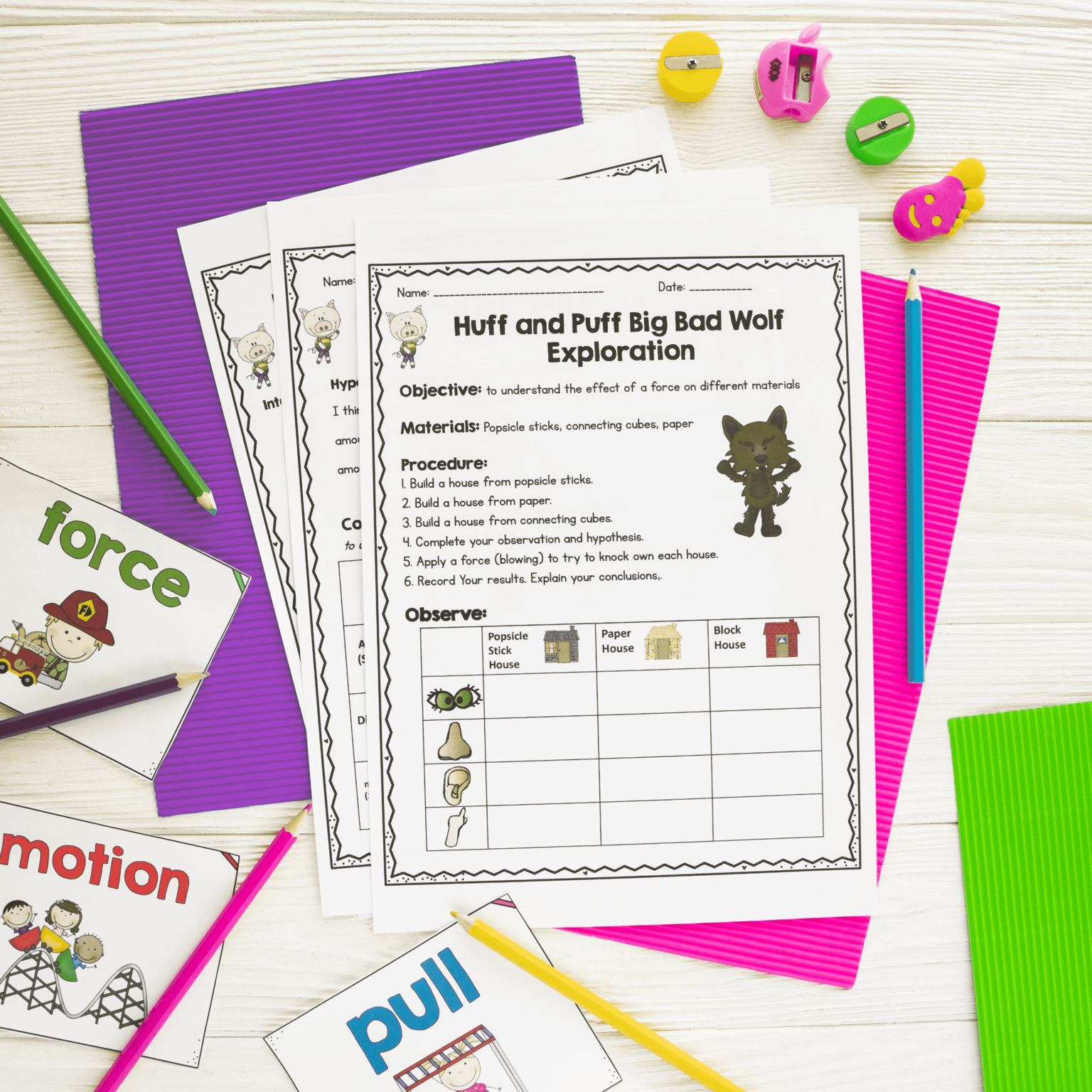 Force & Motion 1st & 2nd Grade Science Unit Worksheets | MagiCore