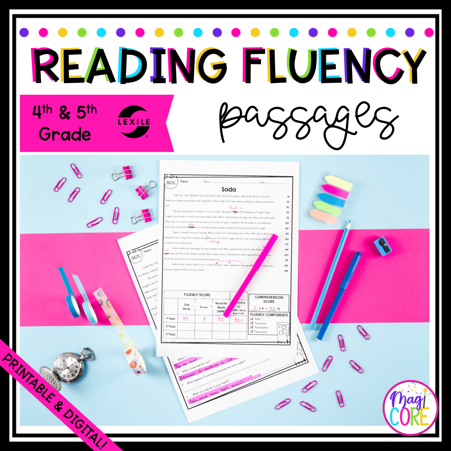 Reading Fluency Passages For 4th 5th MagiCore