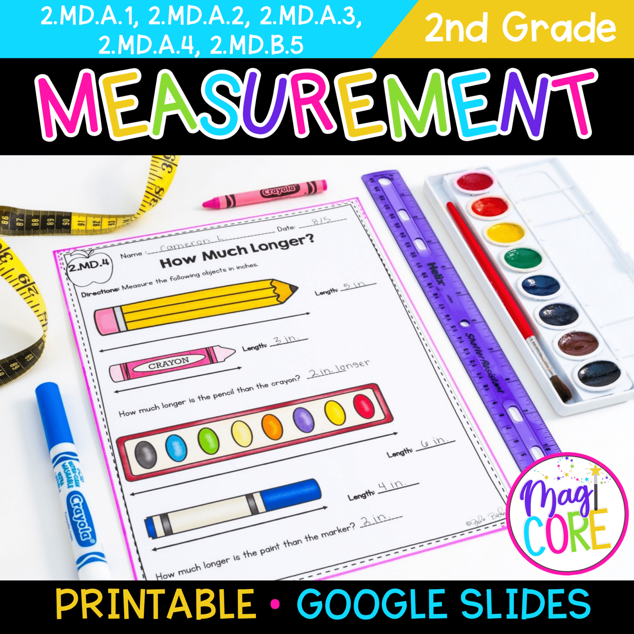 Measurement 2nd Grade - Printable & Digital | MagiCore