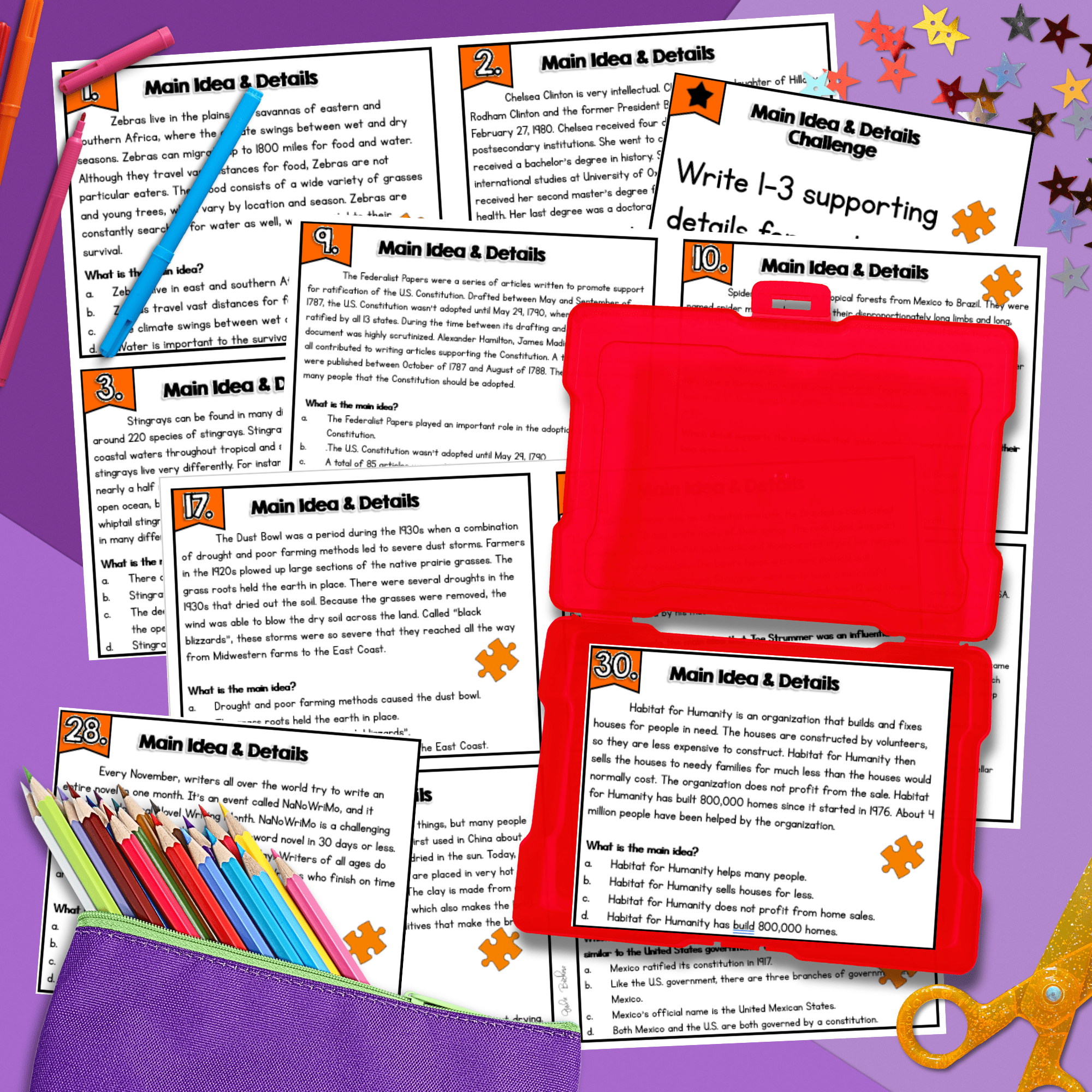 Main Idea And Key Details Task Cards 4th 5th Grade MagiCore Main Idea And Key Details Task Cards 4th 5th Grade MagiCore