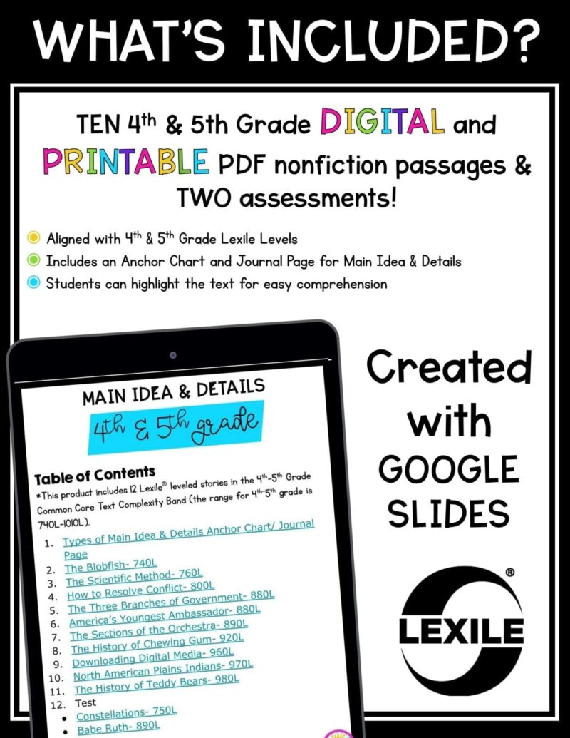 Main Idea & Details 4th & 5th Grade | MagiCore