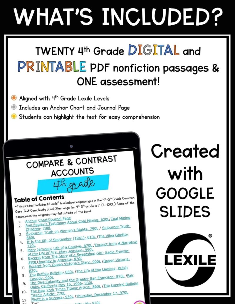 Compare & Contrast Accounts 4th Grade | Magicore