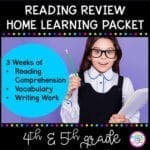 Reading Review - 3 Week Distance Learning Packet for 4th Grade & 5th ...