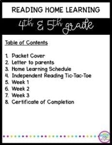 Reading Review - 3 Week Distance Learning Packet for 4th Grade & 5th ...