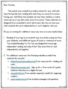 Reading Review - 3 Week Distance Learning Packet for 4th Grade & 5th ...