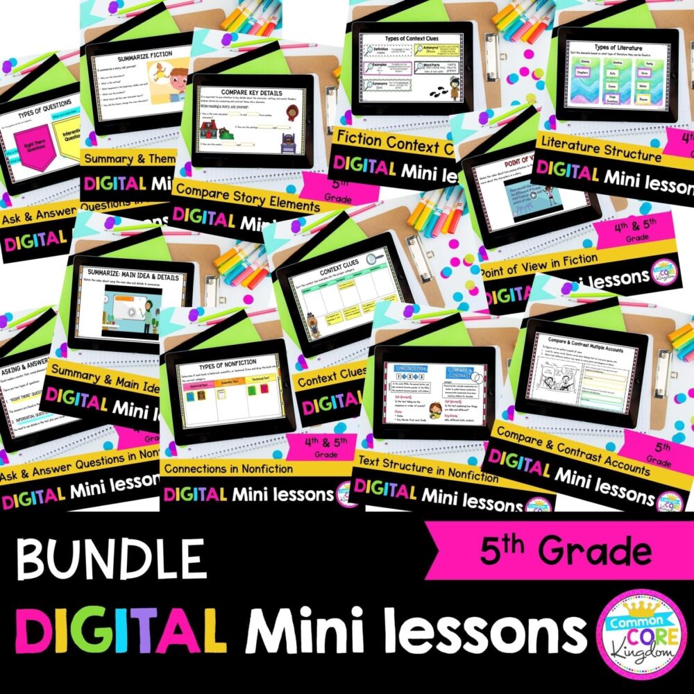 5th Grade Reading Mini Lessons Bundle for Google Slides & Seesaw ...