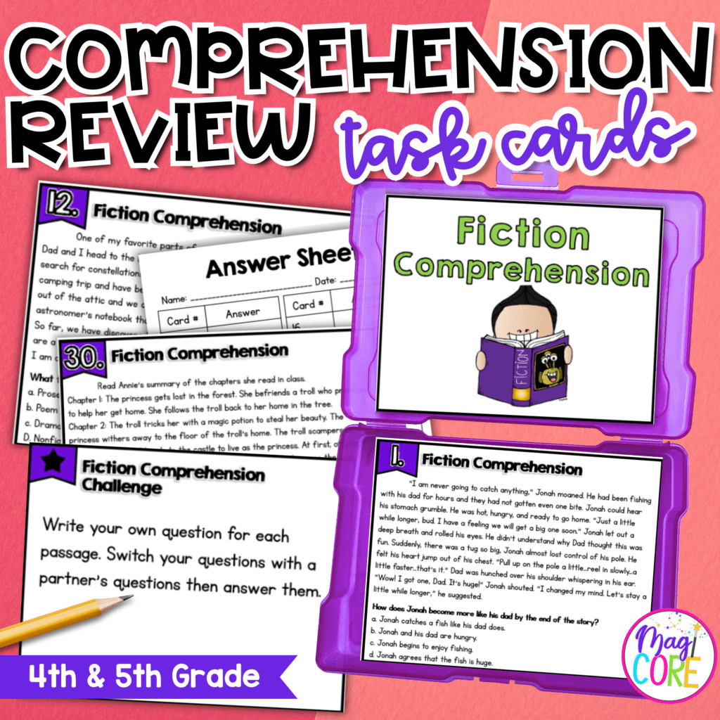 Fiction Reading Comprehension Task Cards - 4th & 5th Grade | MagiCore