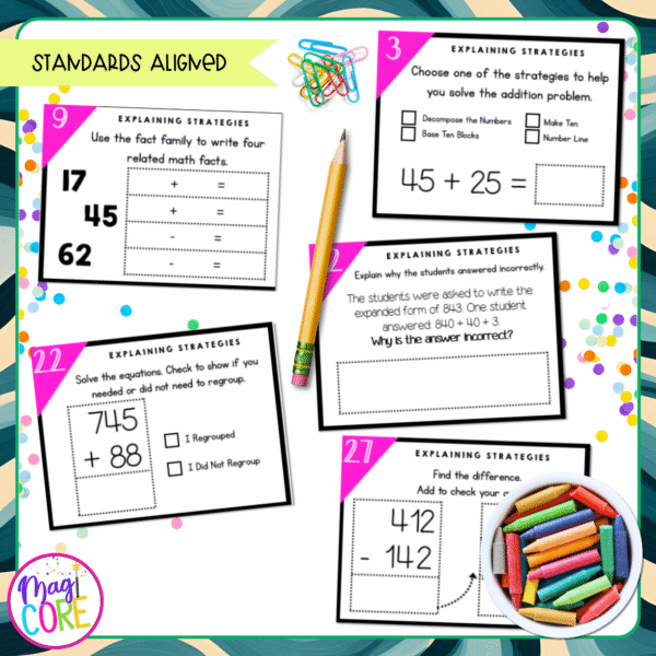 Explain Addition & Subtraction - 2nd Grade Task Cards - 2.NBT.B.9 ...