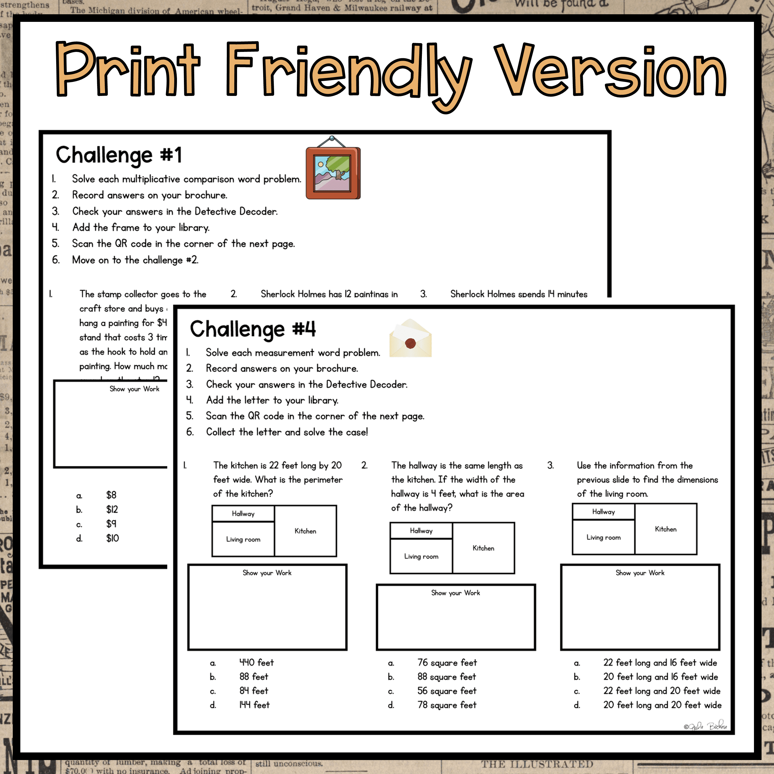 Sherlock Holmes Math Word Problem Escape Room for 4th Grade | MagiCore