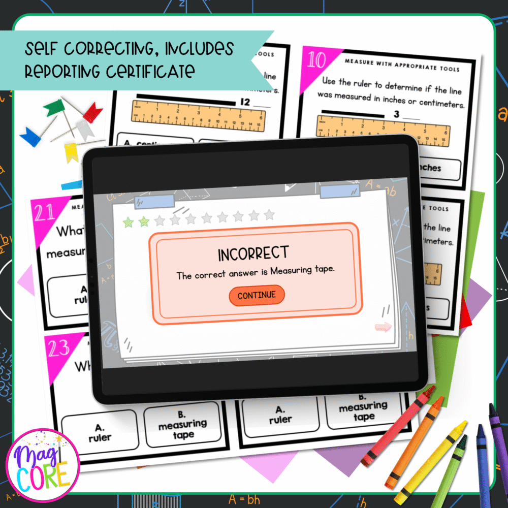 Measurement Tools - 2nd Grade Math Task Cards - 2.MD.A.1 | MagiCore