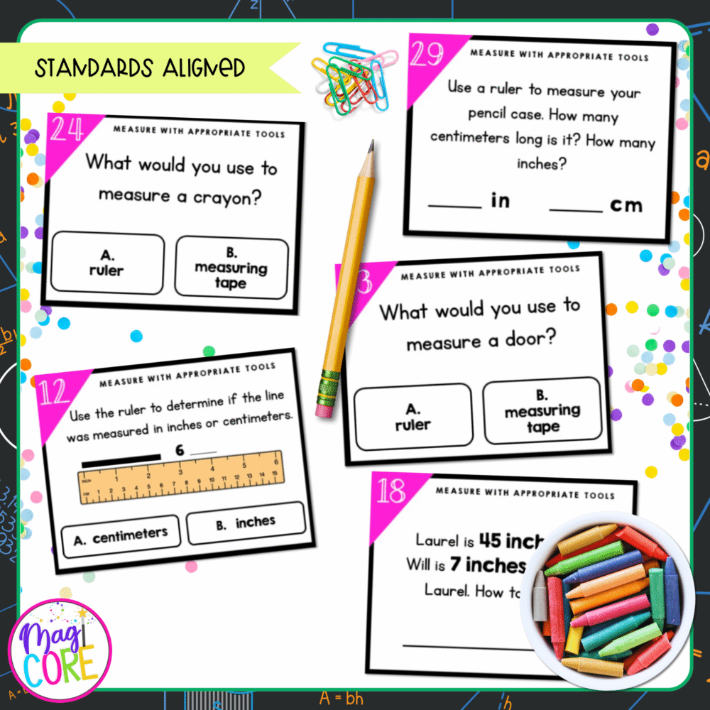 Measurement Tools - 2nd Grade Math Task Cards - 2.MD.A.1 | MagiCore