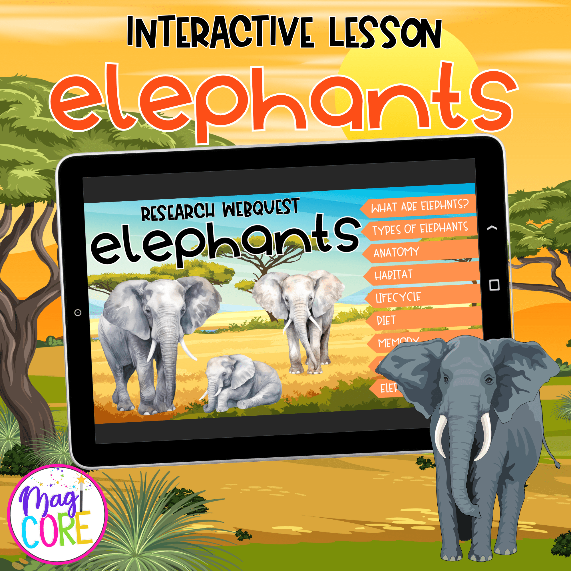 Elephants Lesson Digital Resource Activity | MagiCore