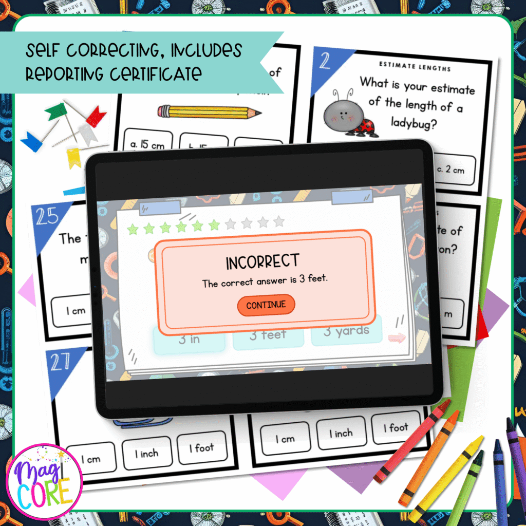 Estimate Lengths - 2nd Grade Math Task Cards - 2.MD.A.3 | MagiCore
