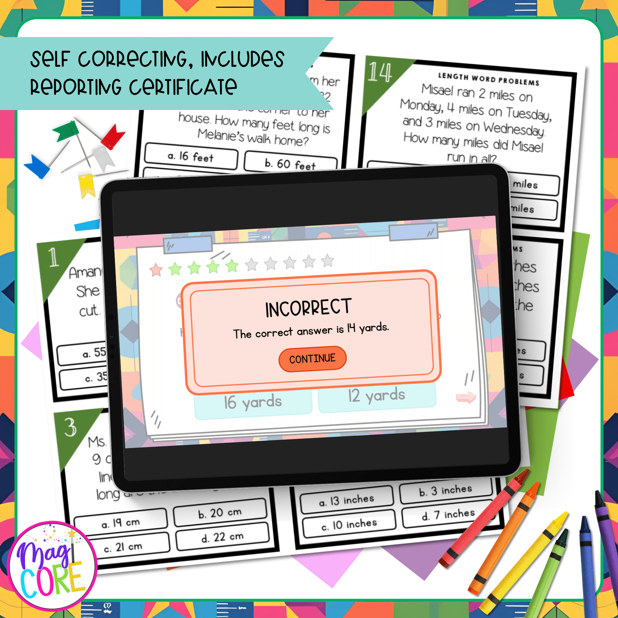 Addition & Subtraction Length Word Problems - 2.MD.B.5 | MagiCore