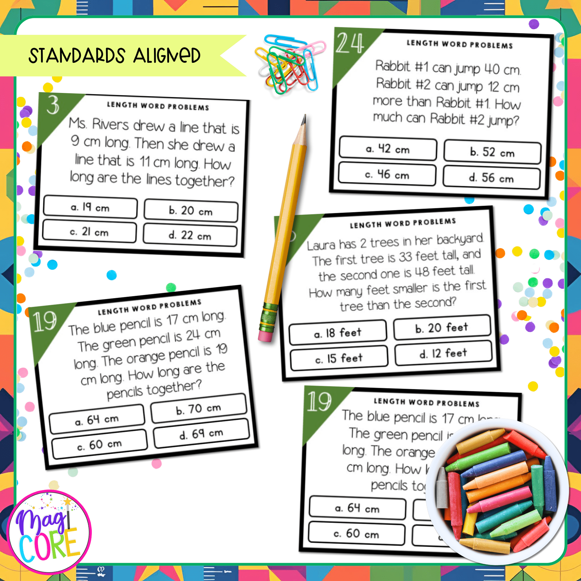 Addition & Subtraction Length Word Problems - 2.MD.B.5 | MagiCore