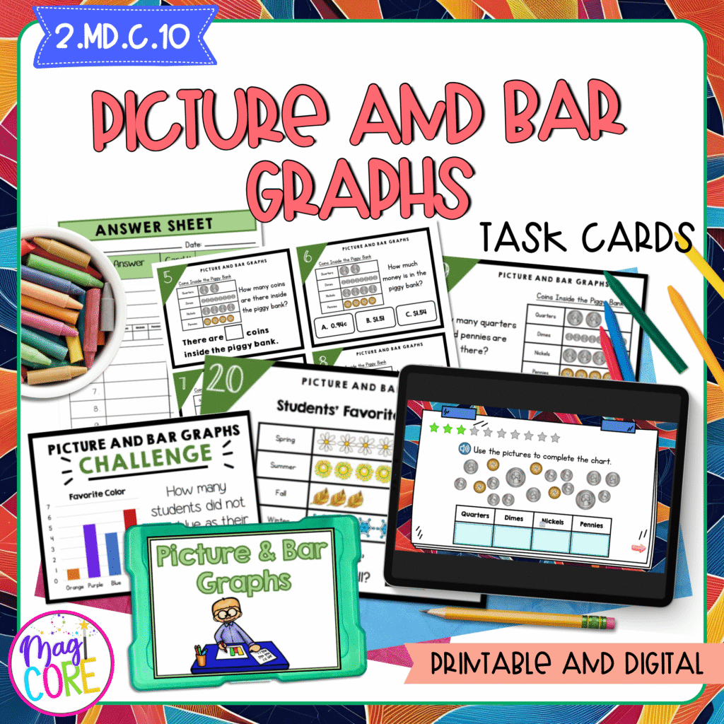 Picture and Bar Graphs - 2nd Grade Math Task Cards - 2.MD.C.10 | MagiCore