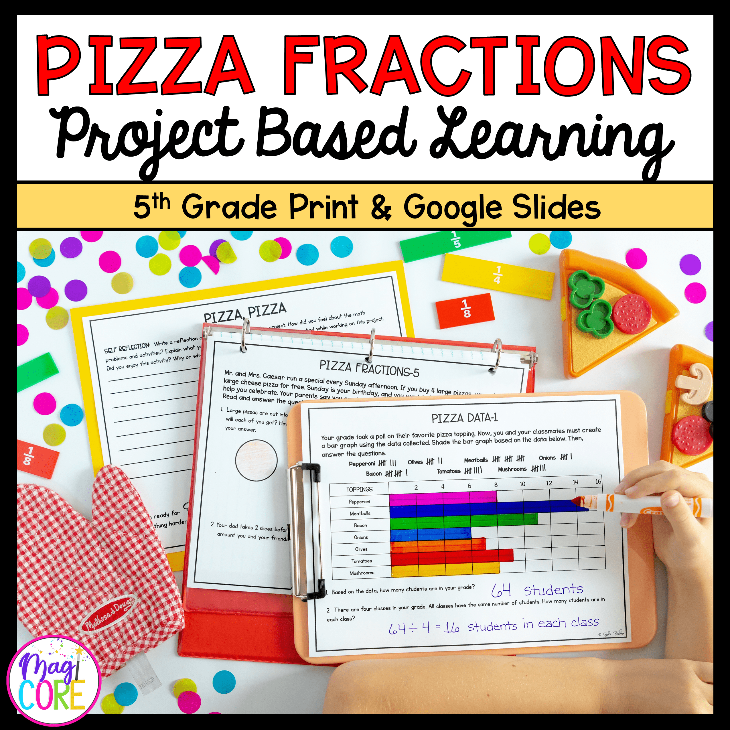 Pizza Fractions Project Based Learning 5th Grade MagiCore