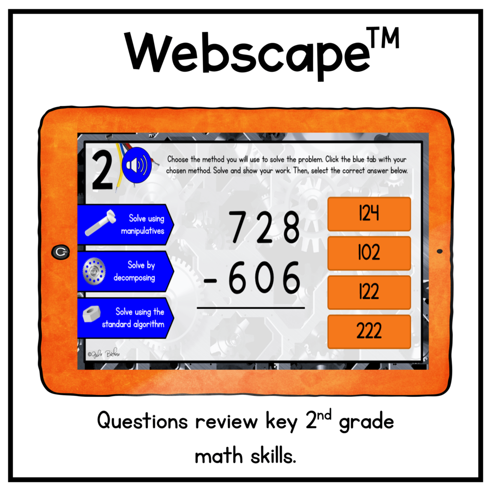 Add & Subtract Four Numbers - 2nd Grade Math Escape Room