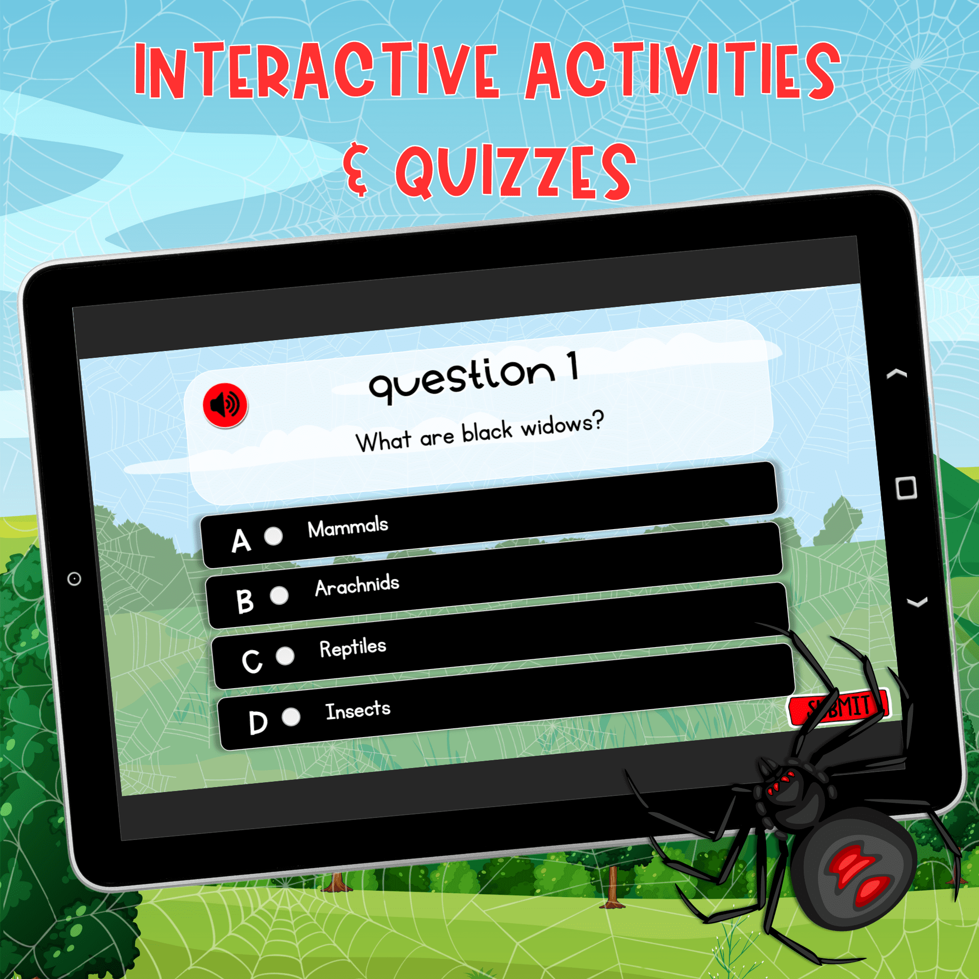 Black Widow Spiders Interactive Lesson Digital Activity | MagiCore