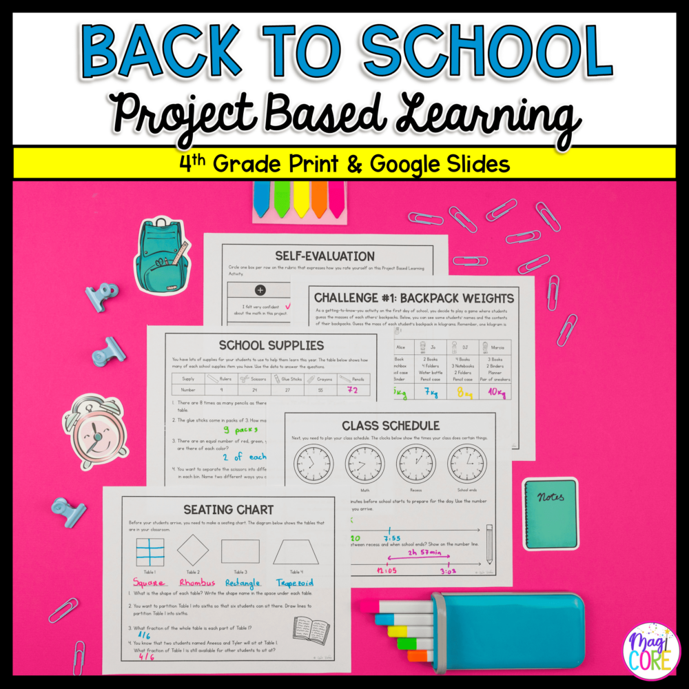 4th Grade Math Project Based Learning - Back to School | MagiCore