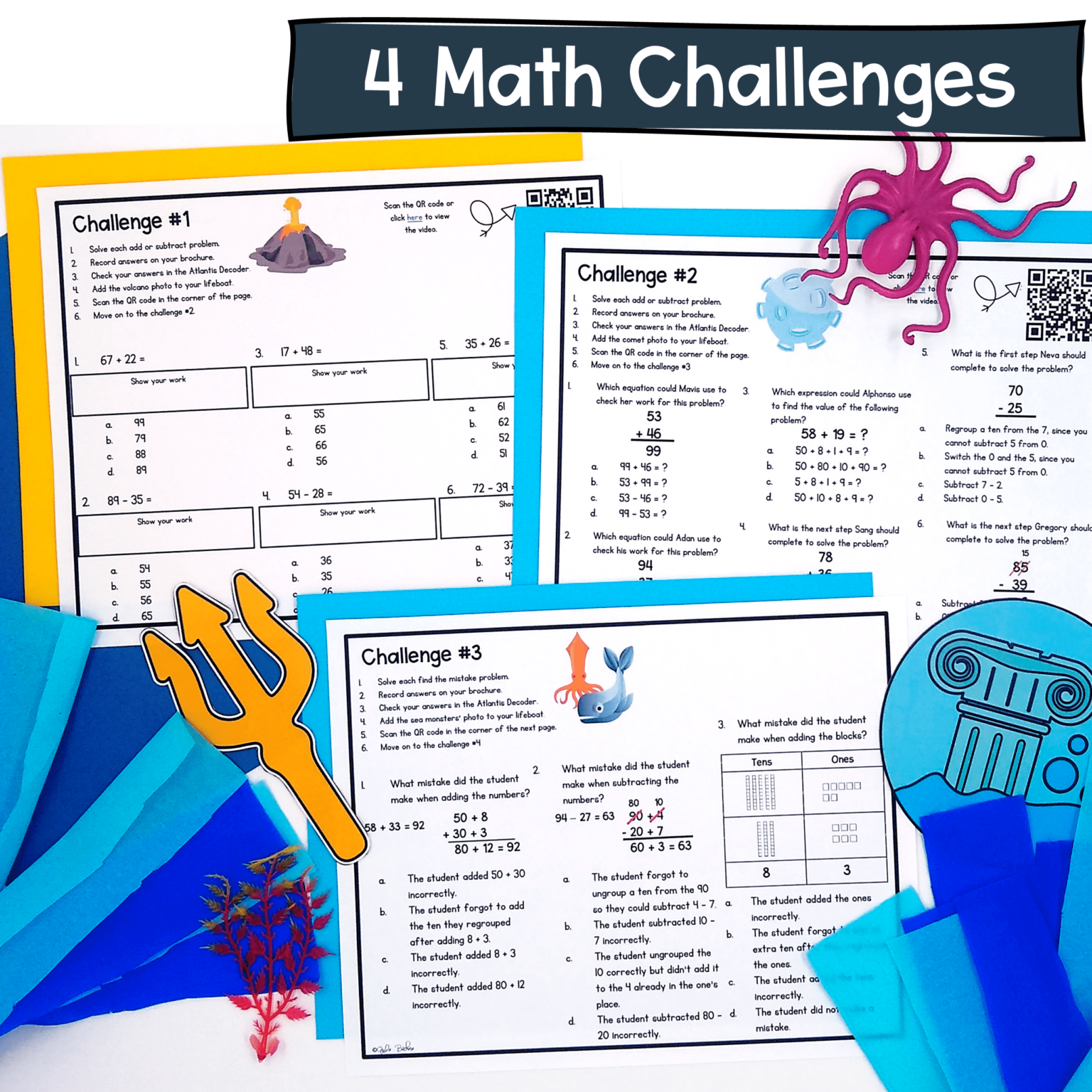 Add & Subtract to 100 2nd Grade Math "Atlantis" Escape Room | MagiCore