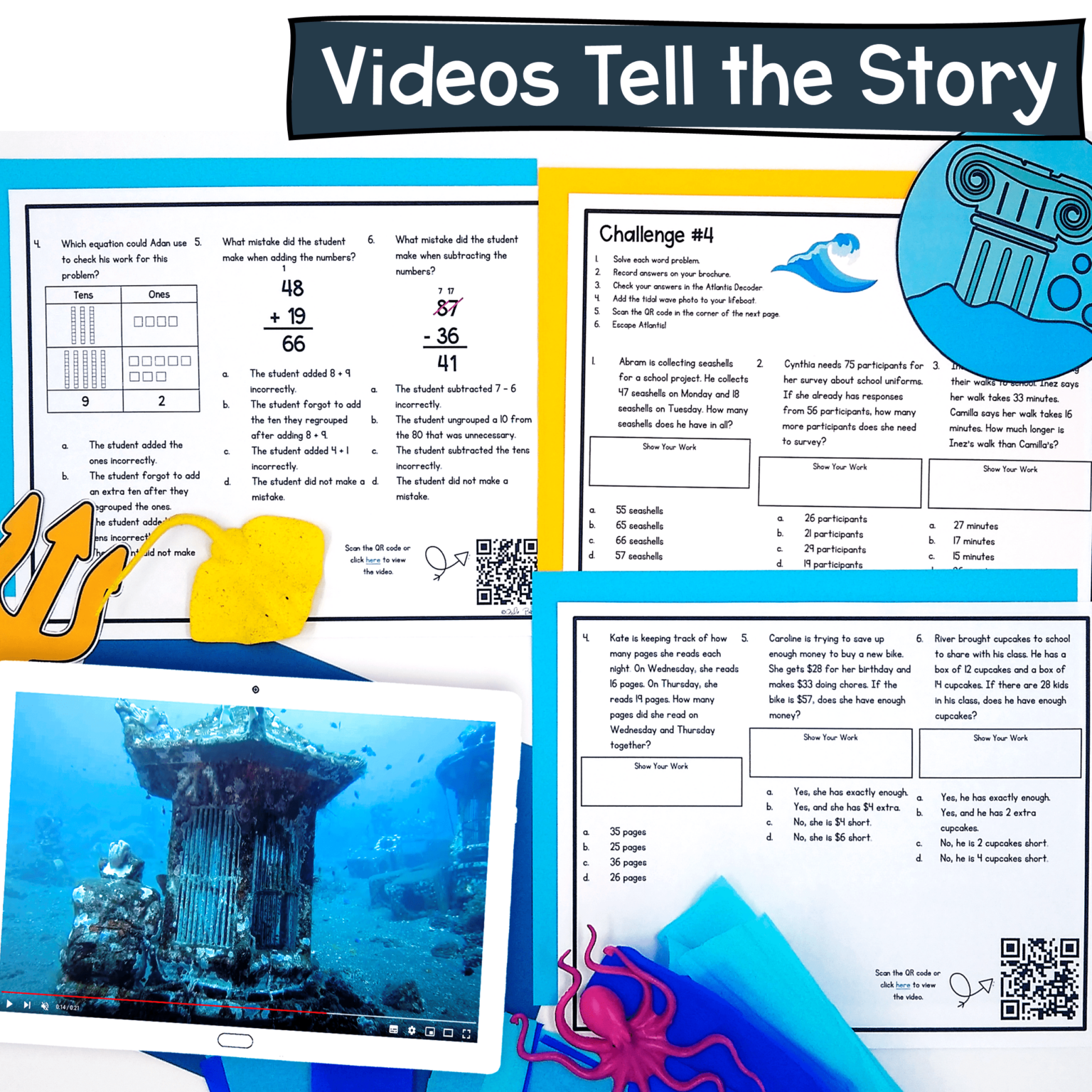Add & Subtract to 100 2nd Grade Math "Atlantis" Escape Room | MagiCore