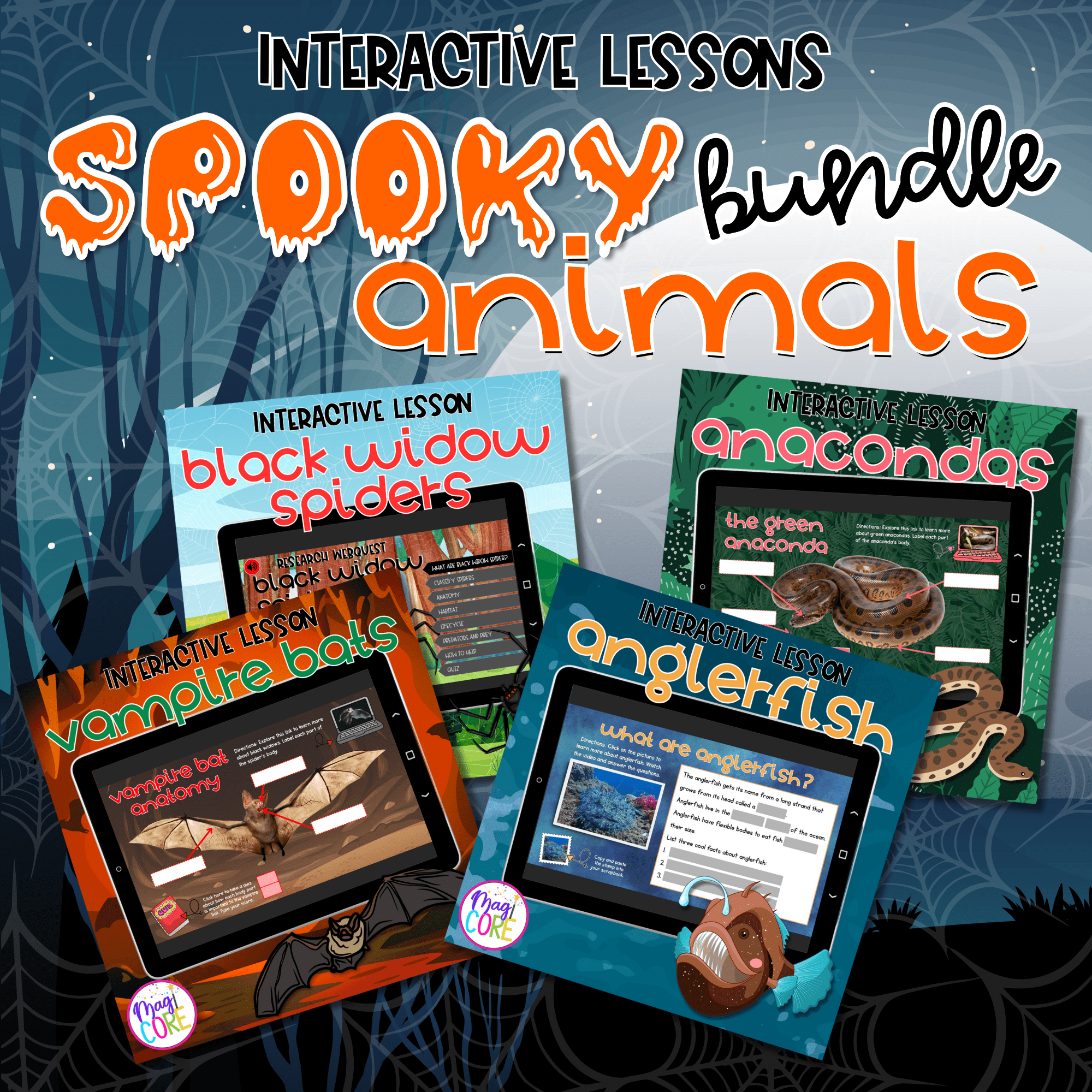 Creepy & Spooky Animals Digital Lessons Bundle Halloween | MagiCore