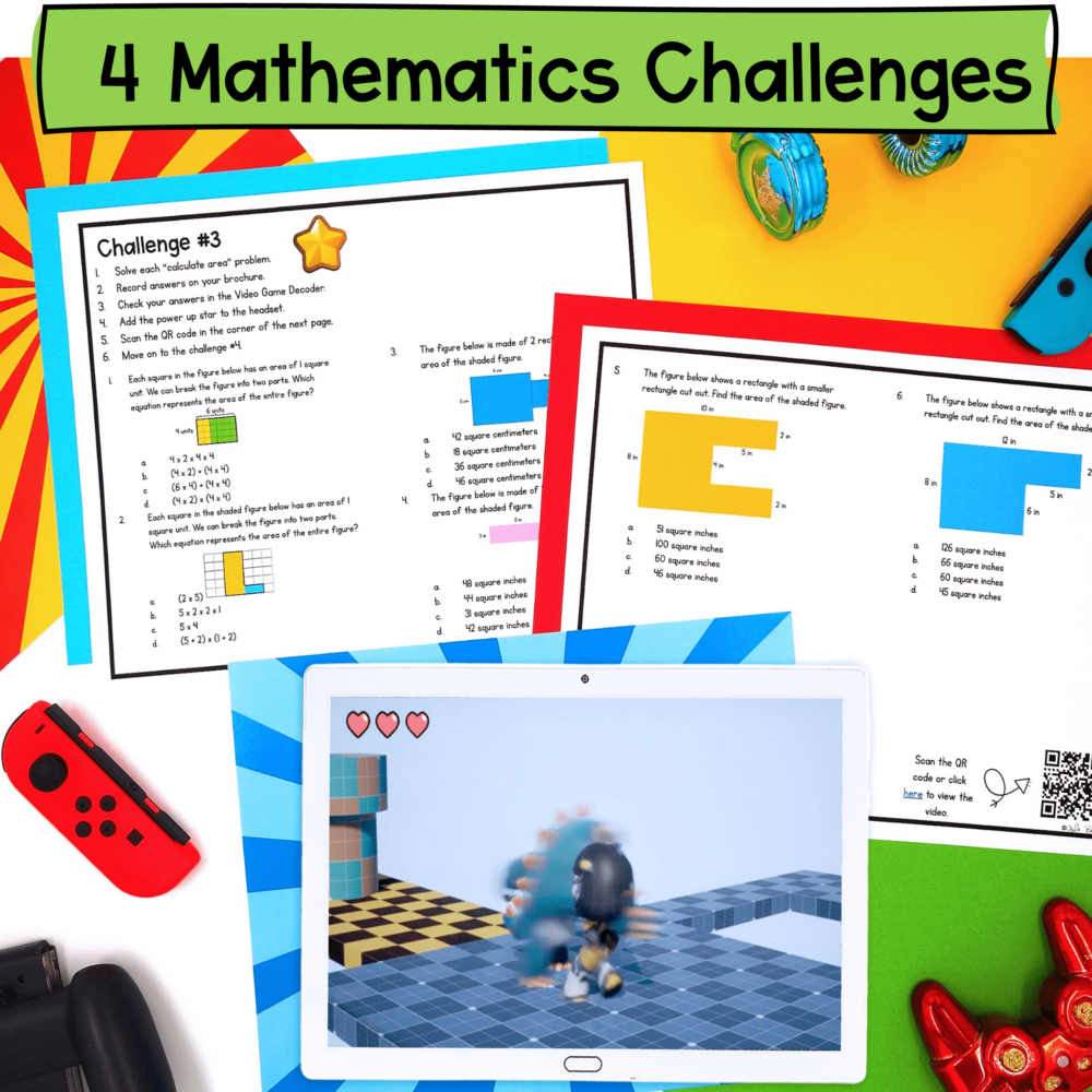 Measure & Calculate Area 3rd Grade Video Game Escape Room | MagiCore