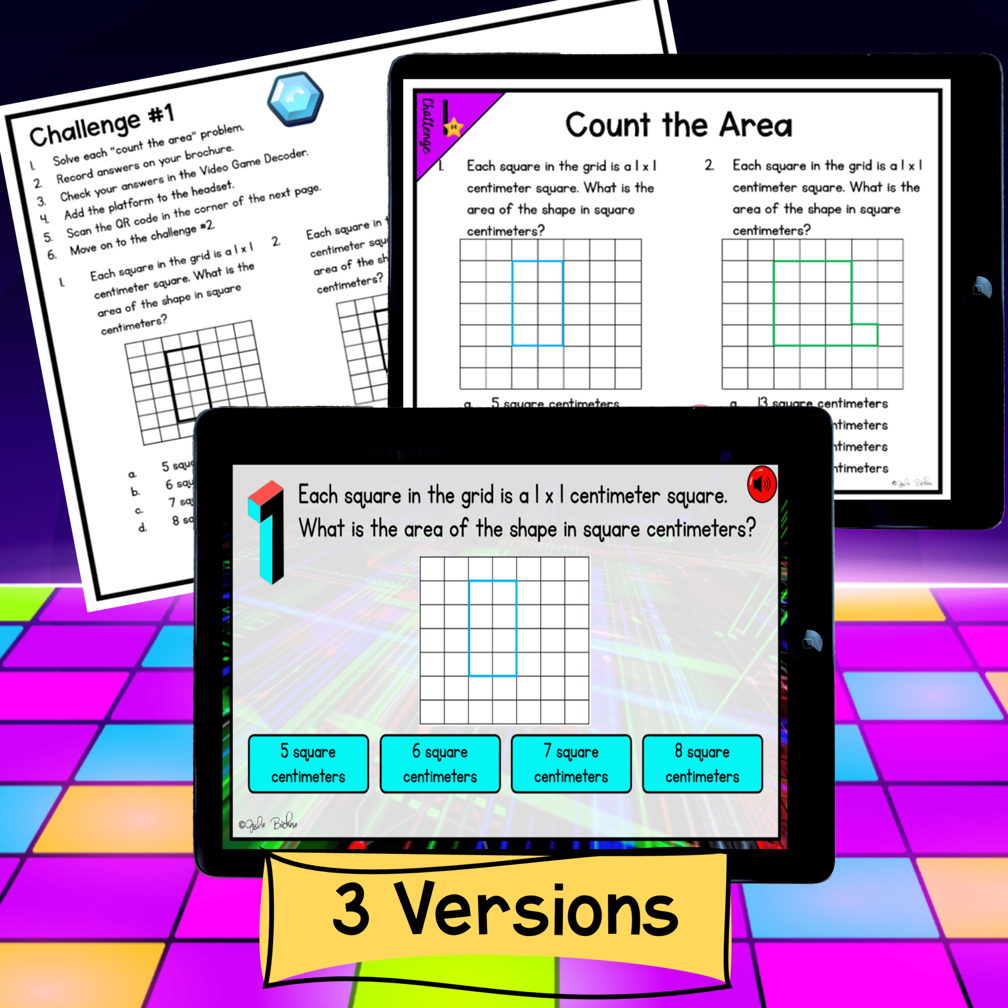 Measure & Calculate Area 3rd Grade Video Game Escape Room | MagiCore