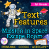 Text Features Mission in Space - 1st Grade Escape Room | MagiCore
