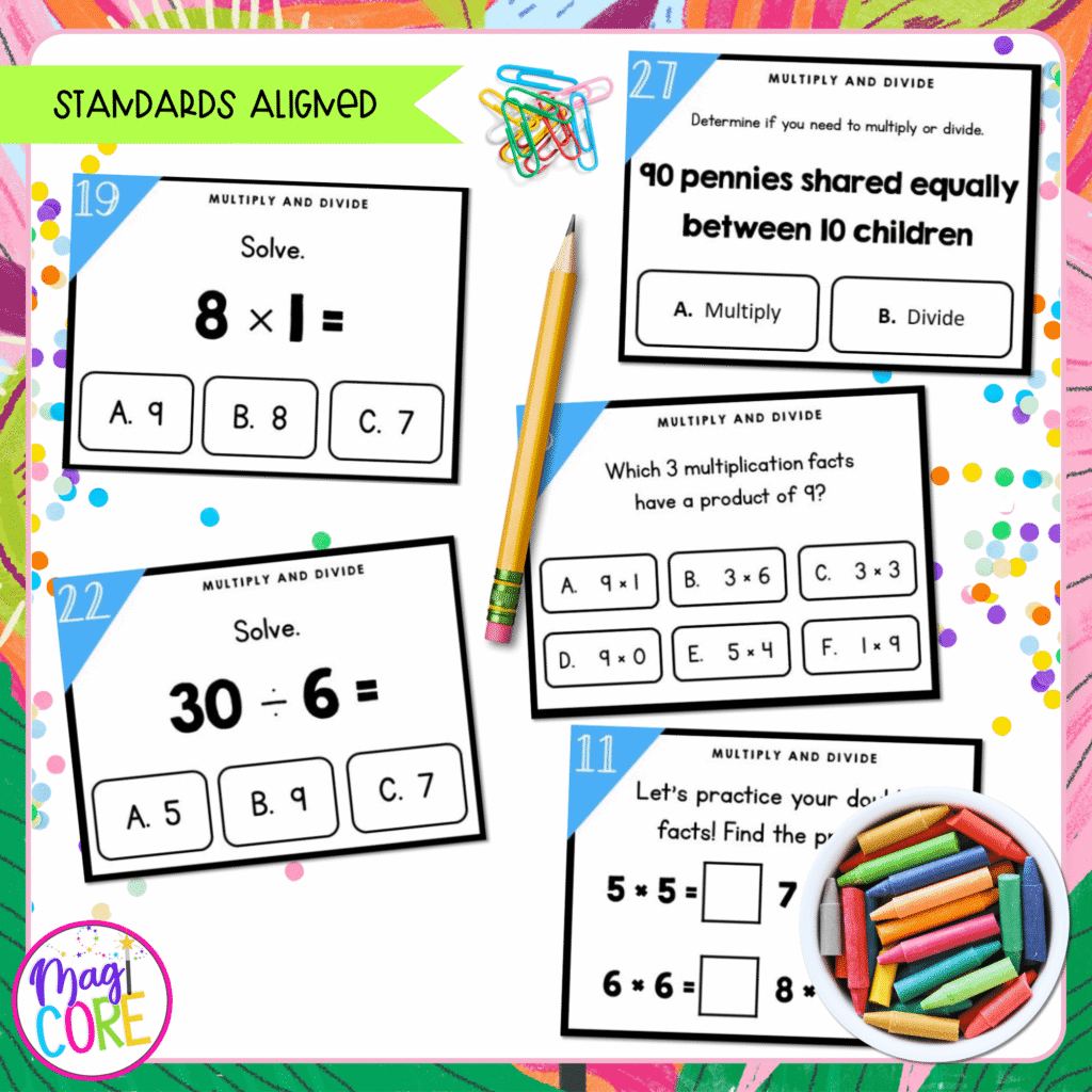 Multiply & Divide Fluently - 3rd Grade Math Task Cards - 3.OA.C.7 ...