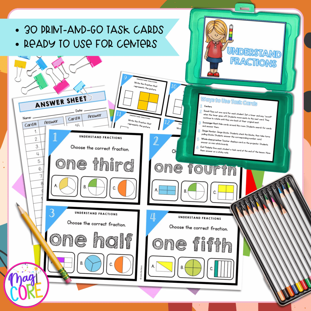 Understand Fractions - 3rd Grade Math Task Cards - 3.NF.A.1 | MagiCore