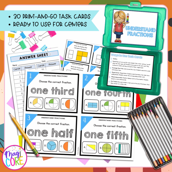 Understand Fractions - 3rd Grade Math Task Cards - 3.NF.A.1 | MagiCore