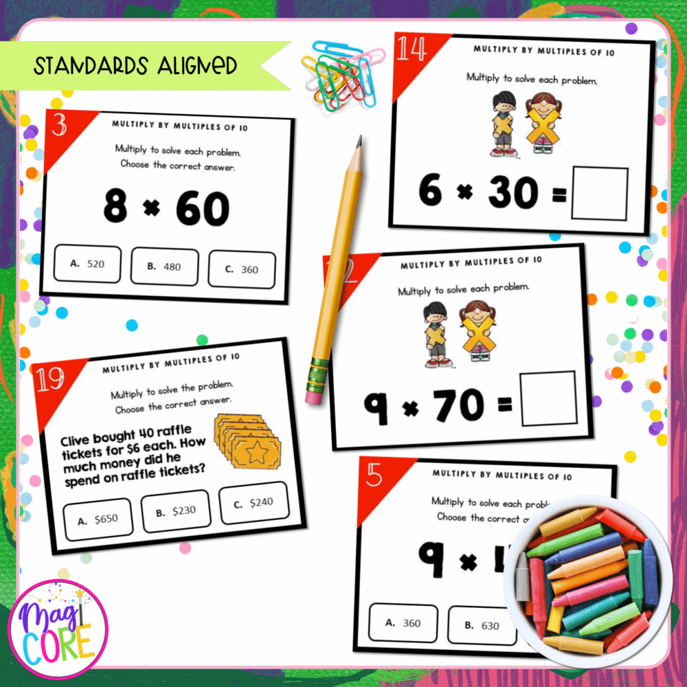 Multiply by Multiples of 10 - 3rd Grade Math Task Cards - 3.NBT.A.3 ...