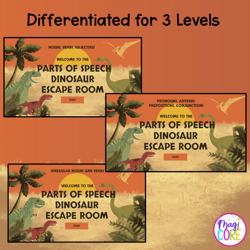 Parts of Speech Differentiated Mini Digiscape Escape Dinoland | Magicore
