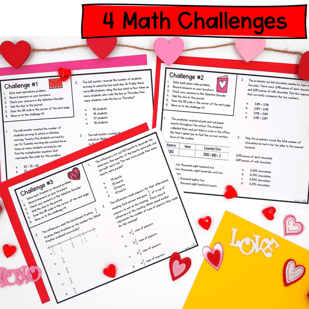 4th Grade Math Case of Missing Valentines Escape Room | MagiCore