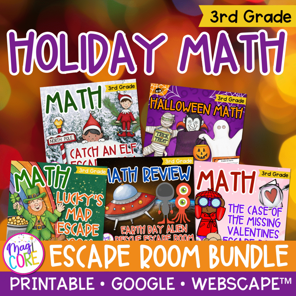 Holiday Math Escape Room Bundle - 3rd Grade | MagiCore