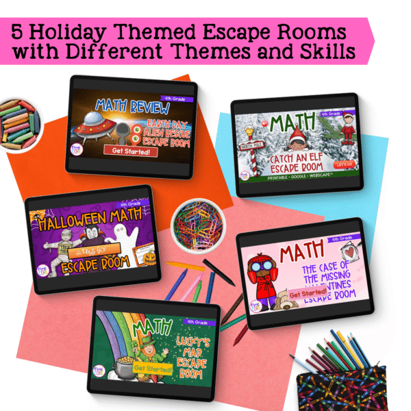 Holiday Math Escape Room Bundle - 4th Grade | MagiCore