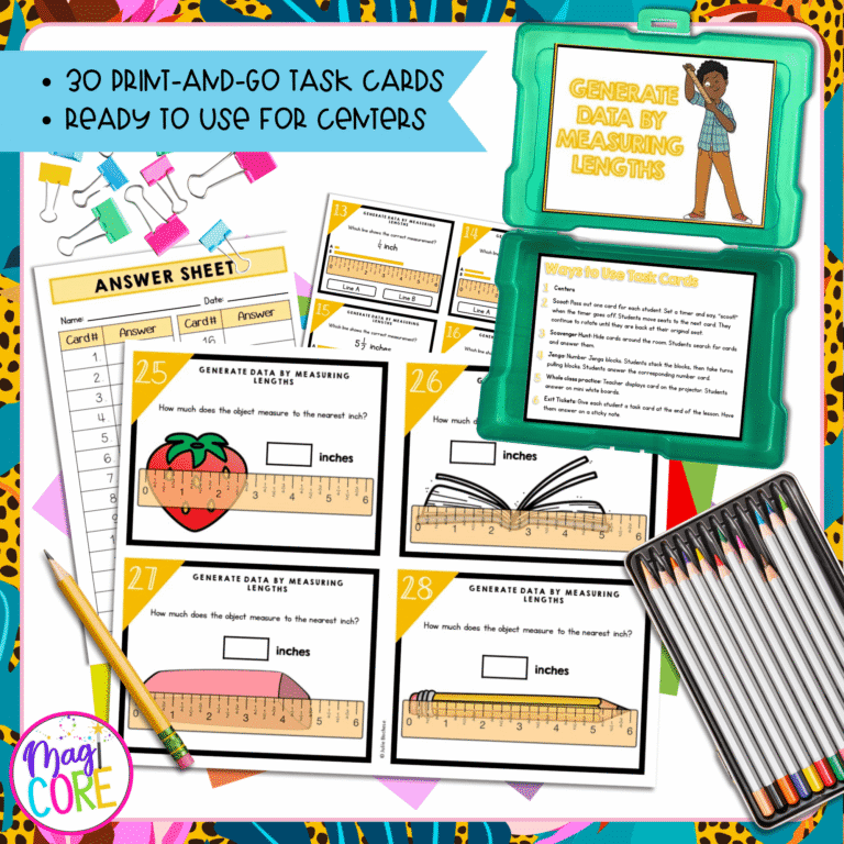 Generate Measurement Data by Measuring Lengths - 3rd Grade Task Cards ...