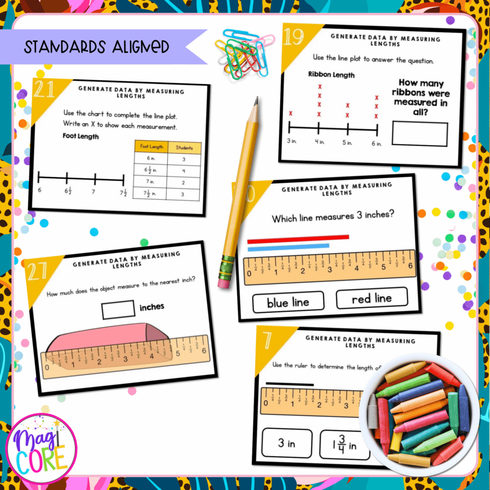 Generate Measurement Data by Measuring Lengths - 3rd Grade Task Cards ...