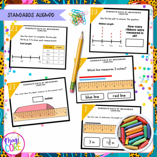 Generate Measurement Data by Measuring Lengths - 3rd Grade Task Cards ...