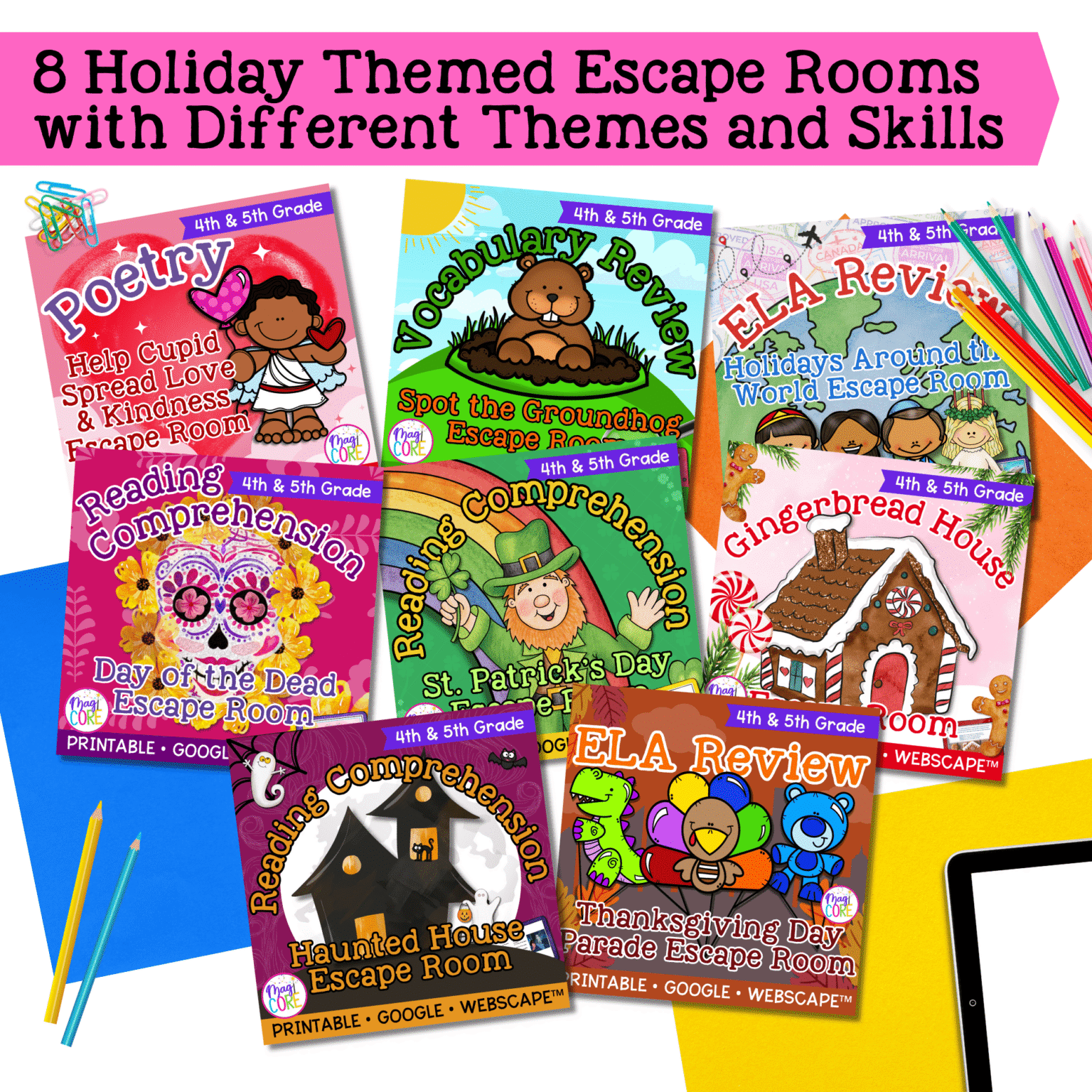 Holiday Escape Room GROWING Bundle - 4th-5th Grade | MagiCore