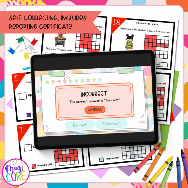 Recognize Area as an Attribute - 3rd Grade Task Cards 3.MD.C.5 | MagiCore