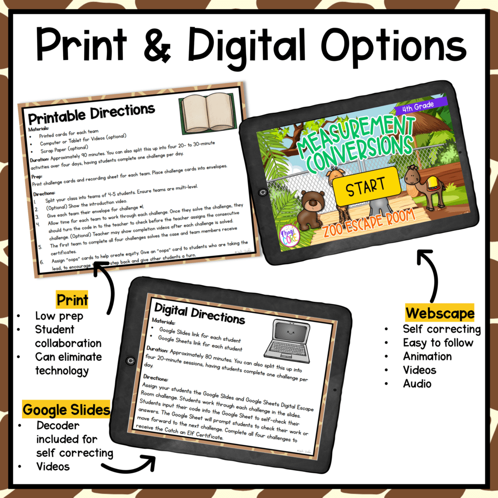 Measurement Conversions - 4th Grade Math Zoo Escape Room | MagiCore