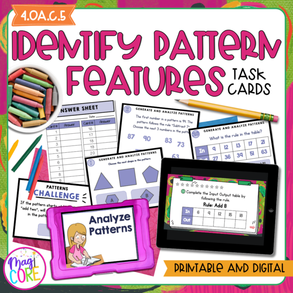 Generate & Analyze Patterns - 4th Grade Math Task Cards - 4.OA.5 | MagiCore