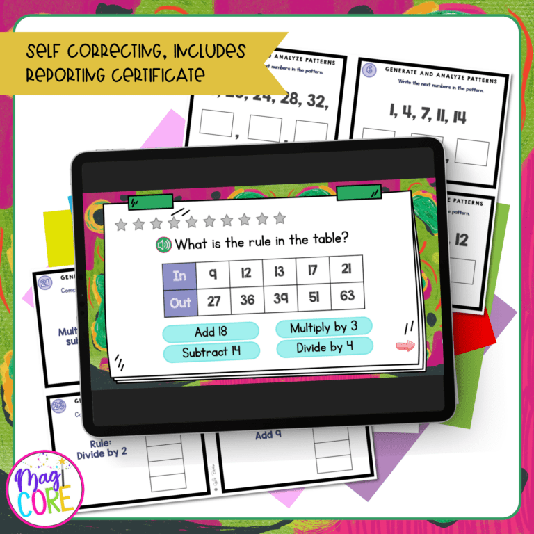 Generate & Analyze Patterns - 4th Grade Math Task Cards - 4.OA.5 | MagiCore