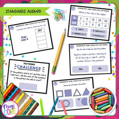 Generate & Analyze Patterns - 4th Grade Math Task Cards - 4.OA.5 | MagiCore