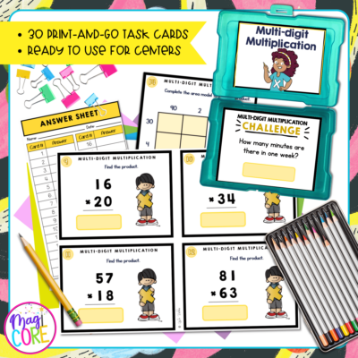 Multi-Digit Multiplication - 4th Grade Math Task Cards - 4.NBT.B.5 ...