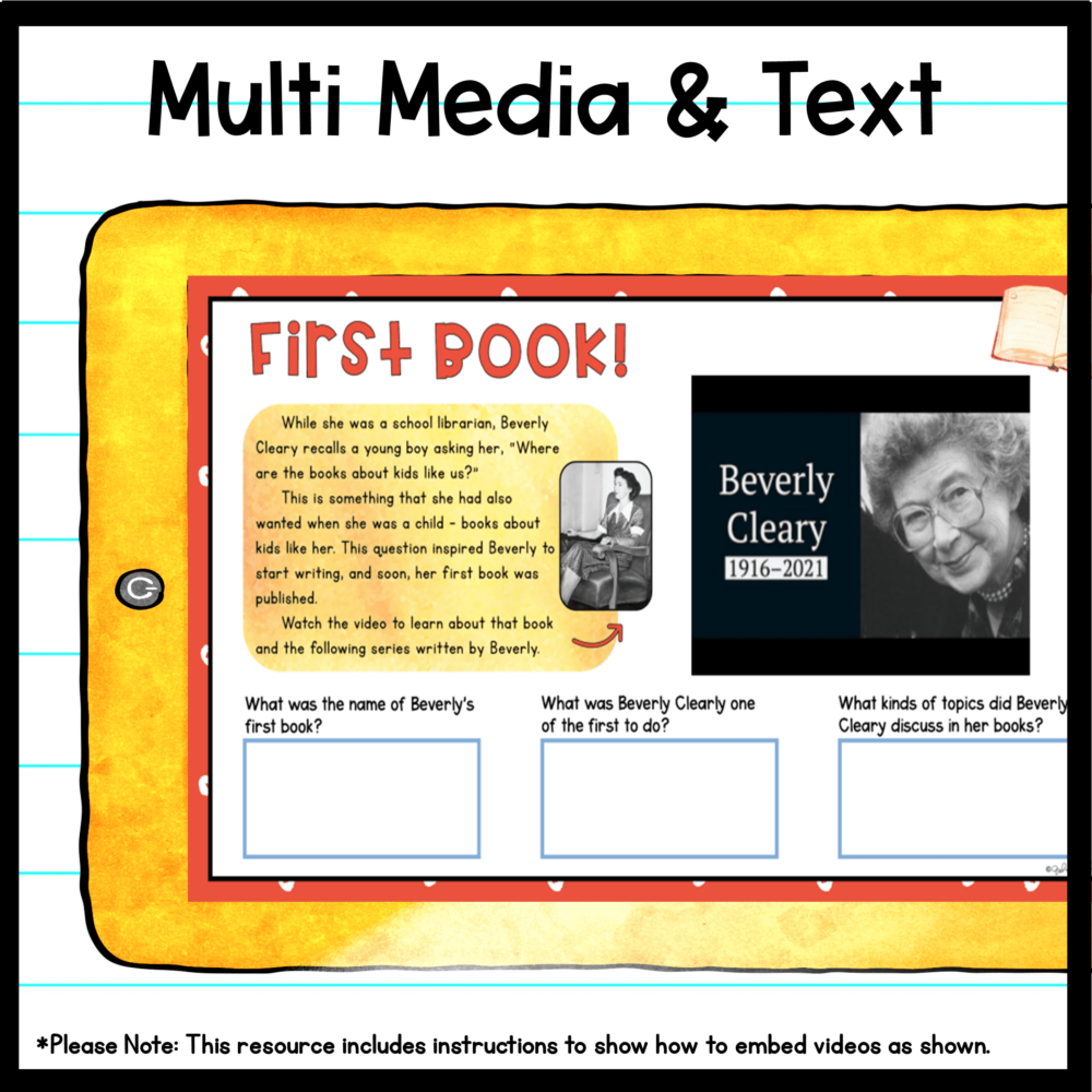 Beverly Cleary Author Study Virtual Biography | MagiCore